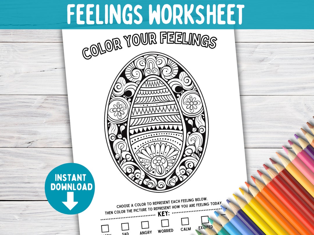 Easter Feelings Coloring Page for Kids, Emotions Check-in Therapy ...