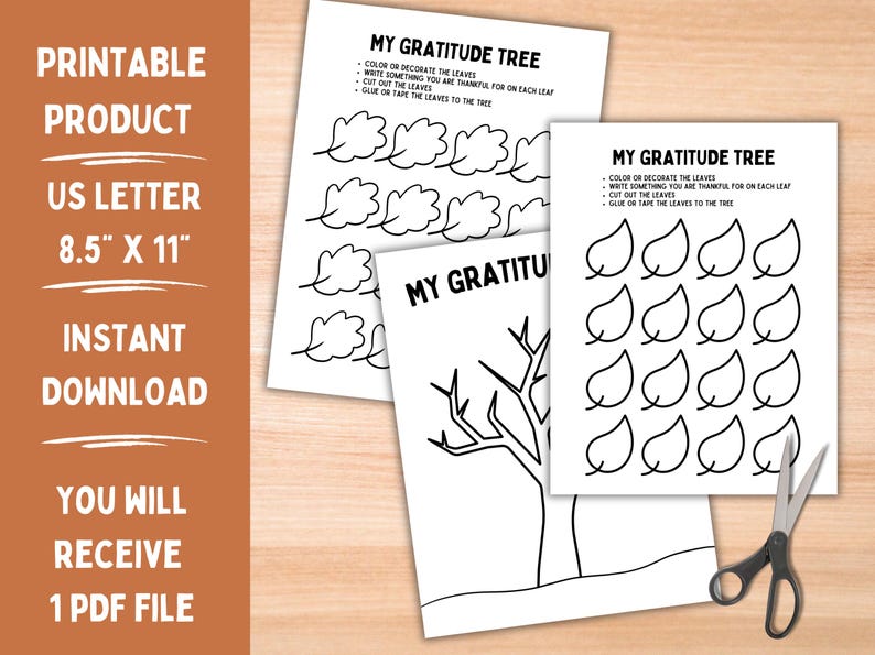 Gratitude Tree Coloring Craft Printable, Thankful Activities for Kids ...