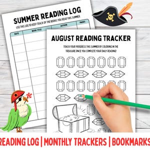 Pirate Reading Tracker for Kids, Treasure Summer Book Log With Coloring ...