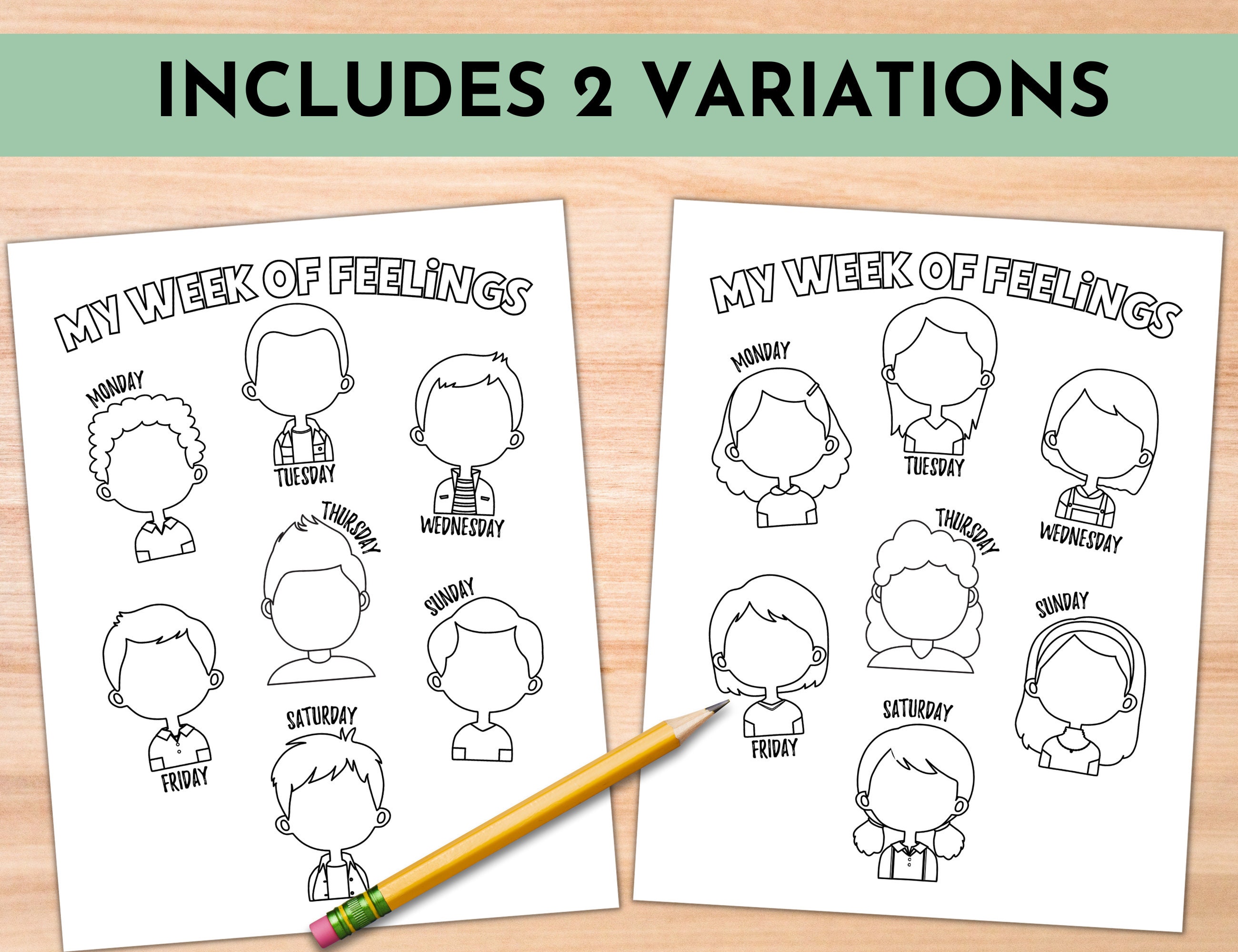 Weekly Feelings Tracker Worksheet | Emotions Journal for Kids Printable ...