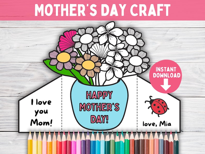 Mothers Day Coloring Card Printable | Mother's Day Craft for Kids ...