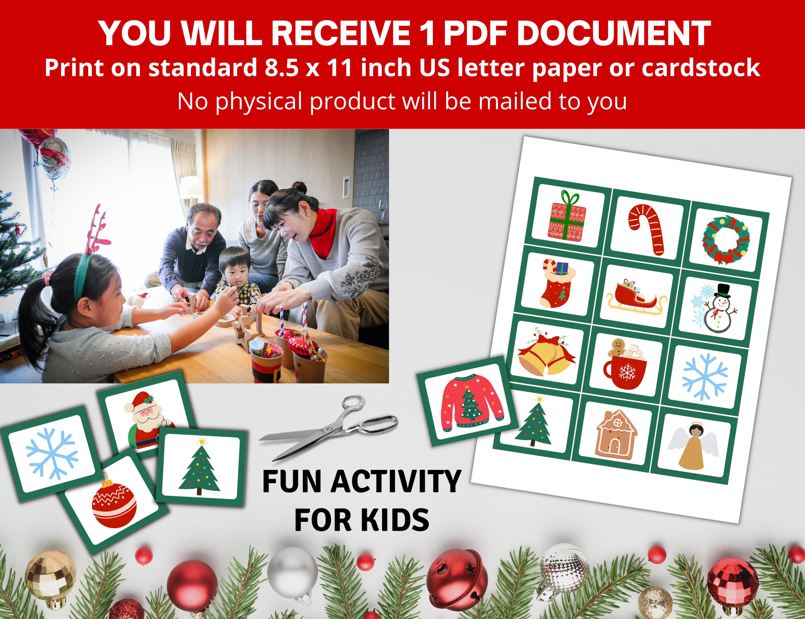 Christmas Match Game for Kids | Classroom Matching Activity | Holiday ...