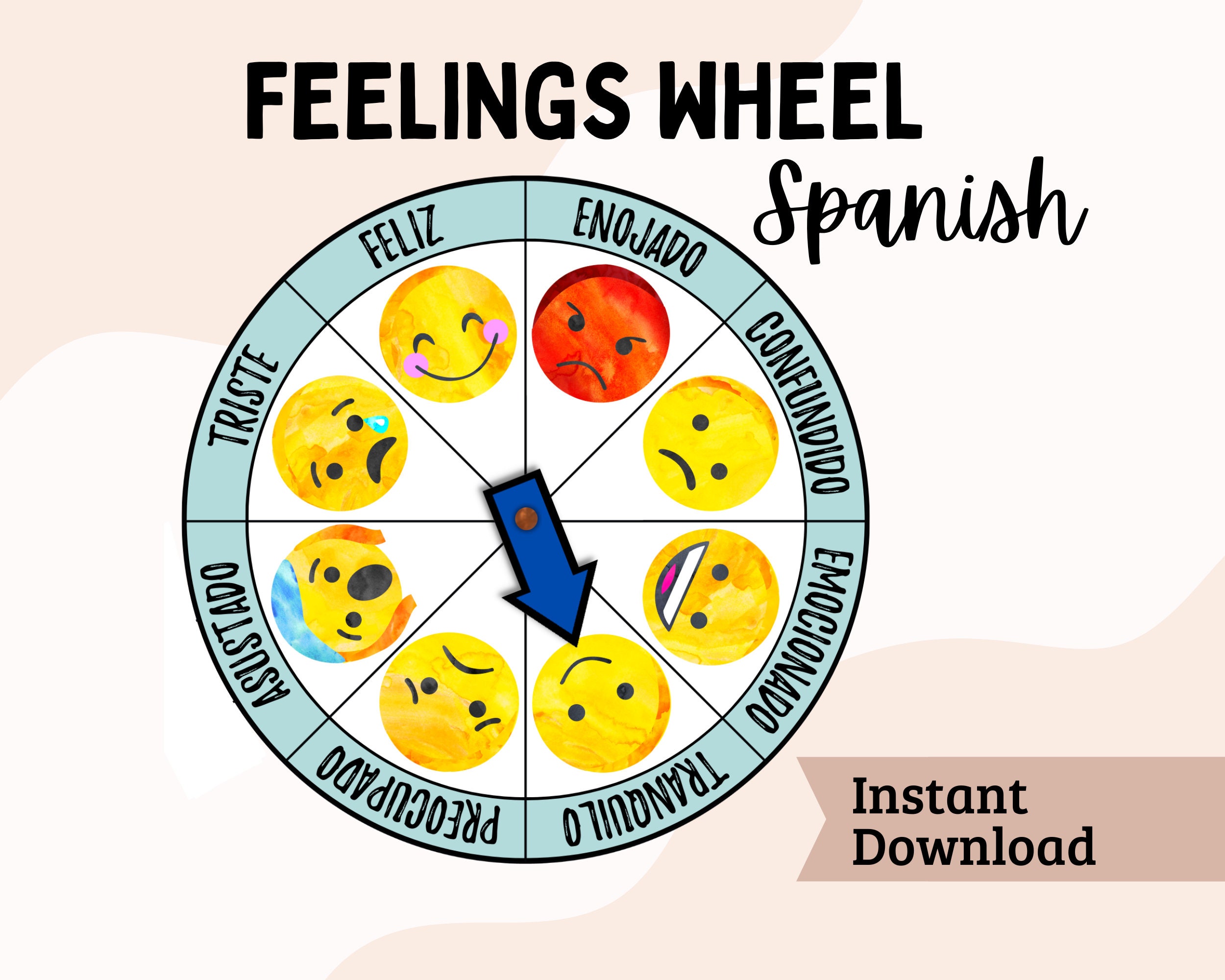 Feelings Wheel Spanish Emotion Chart Kids and Teens Emotional ...