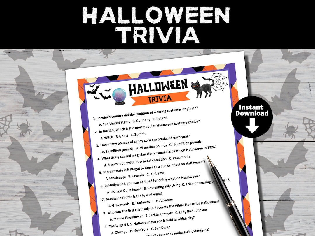 Halloween Trivia Game | Printable Halloween Questions Quiz | Family ...