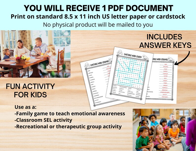 Emotions Word Game for Kids | Classroom SEL Activity | Therapy Tool ...