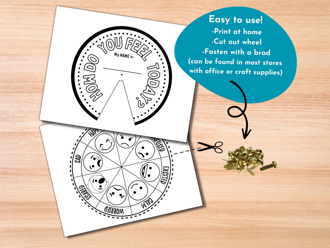 Feelings Wheel Coloring Craft for Kids | Wheel of Emotions Chart ...