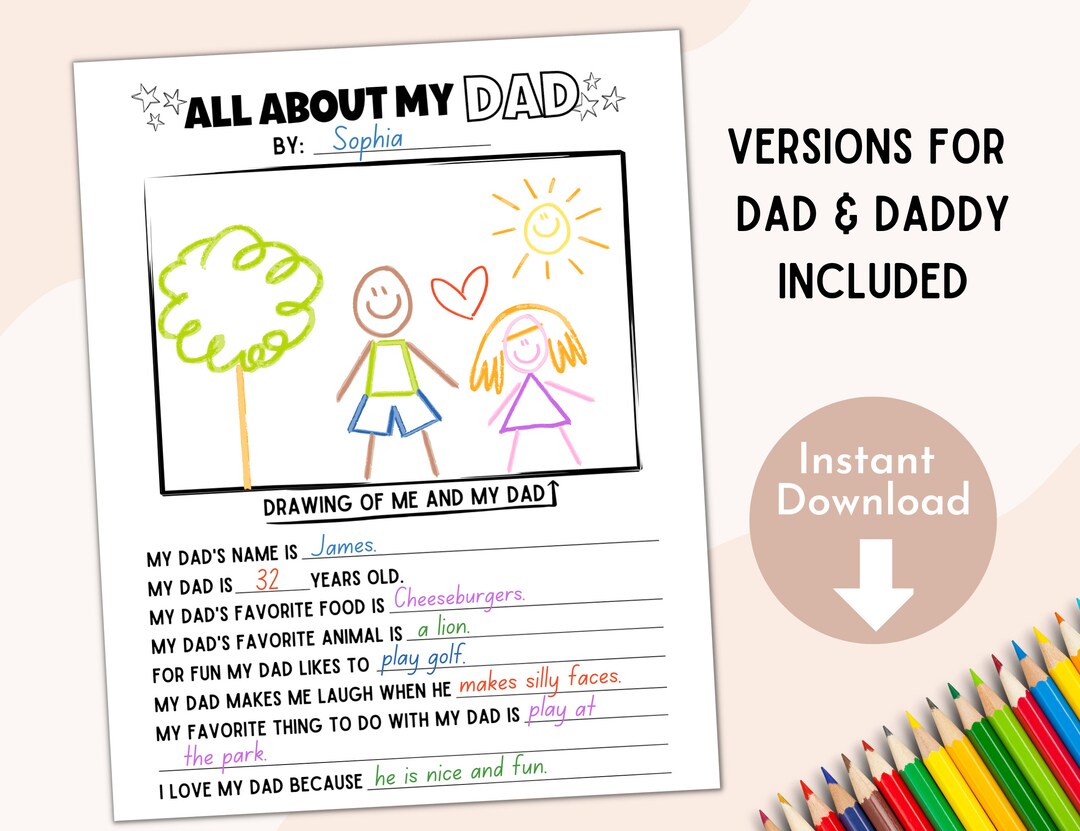 Dad Birthday or Father's Day Coloring Page | Printable Kids Craft for ...