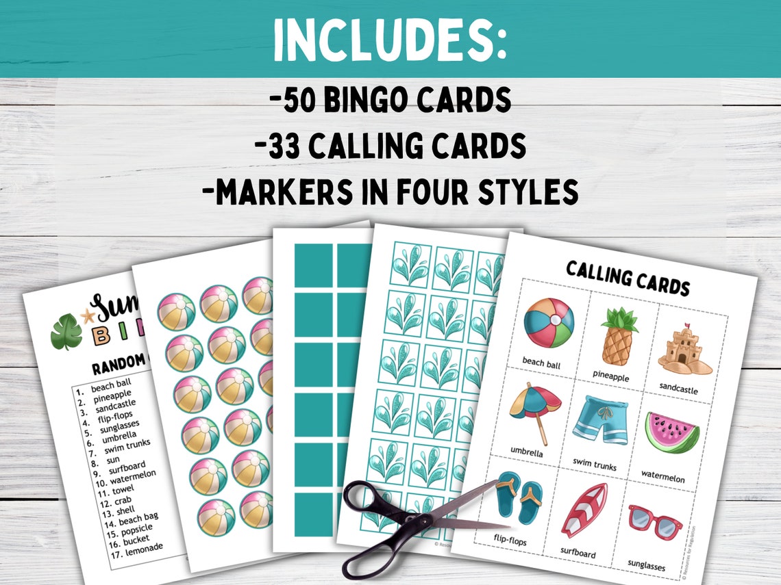 Summer BINGO Card for Kids and Teens, End of School Year Printable ...