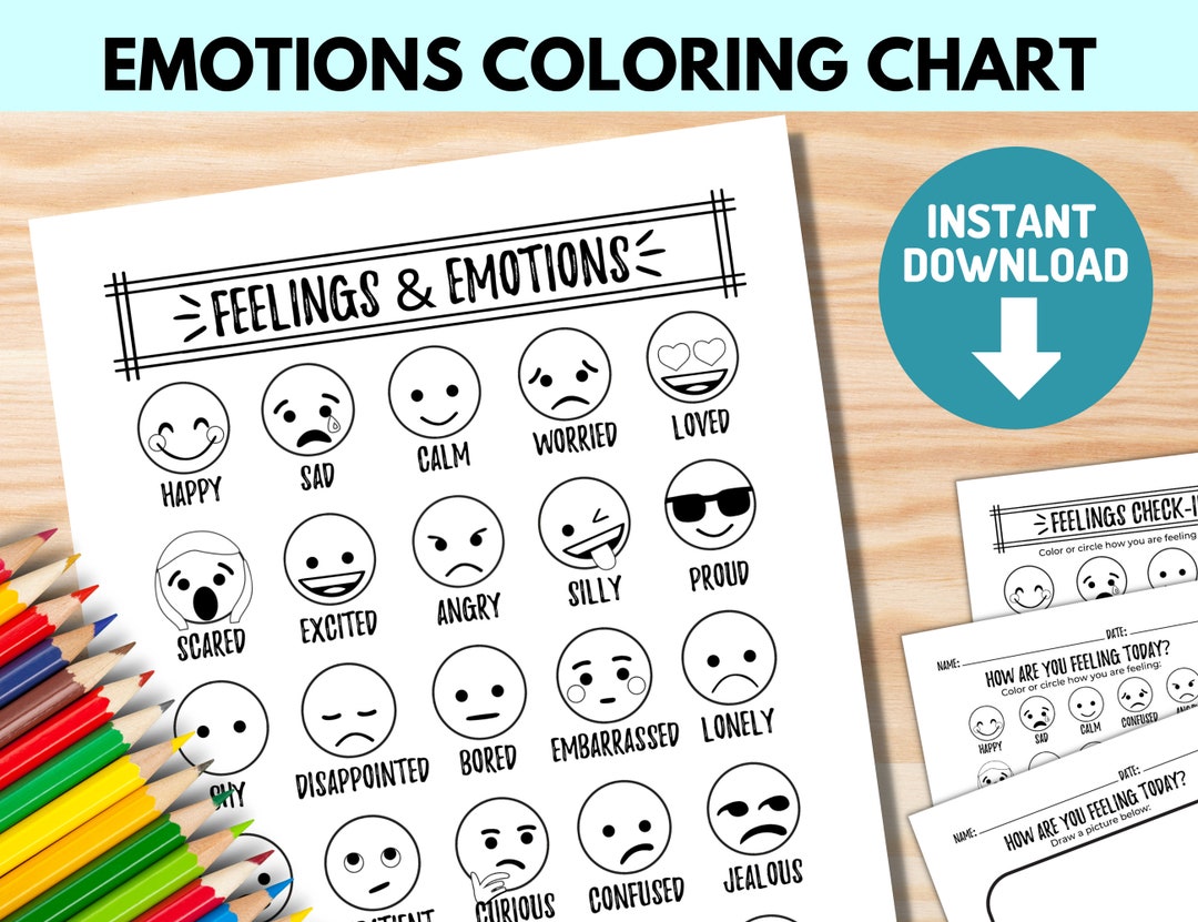 Emotions and Feelings Coloring Page Feelings Check-in Feelings Therapy ...