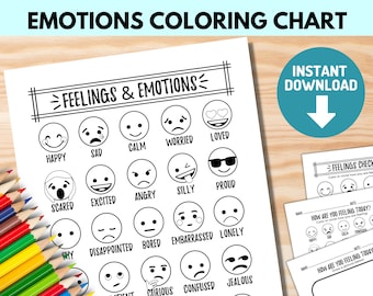 Feelings Chart/children's Mental Health/printable Counseling Activities ...