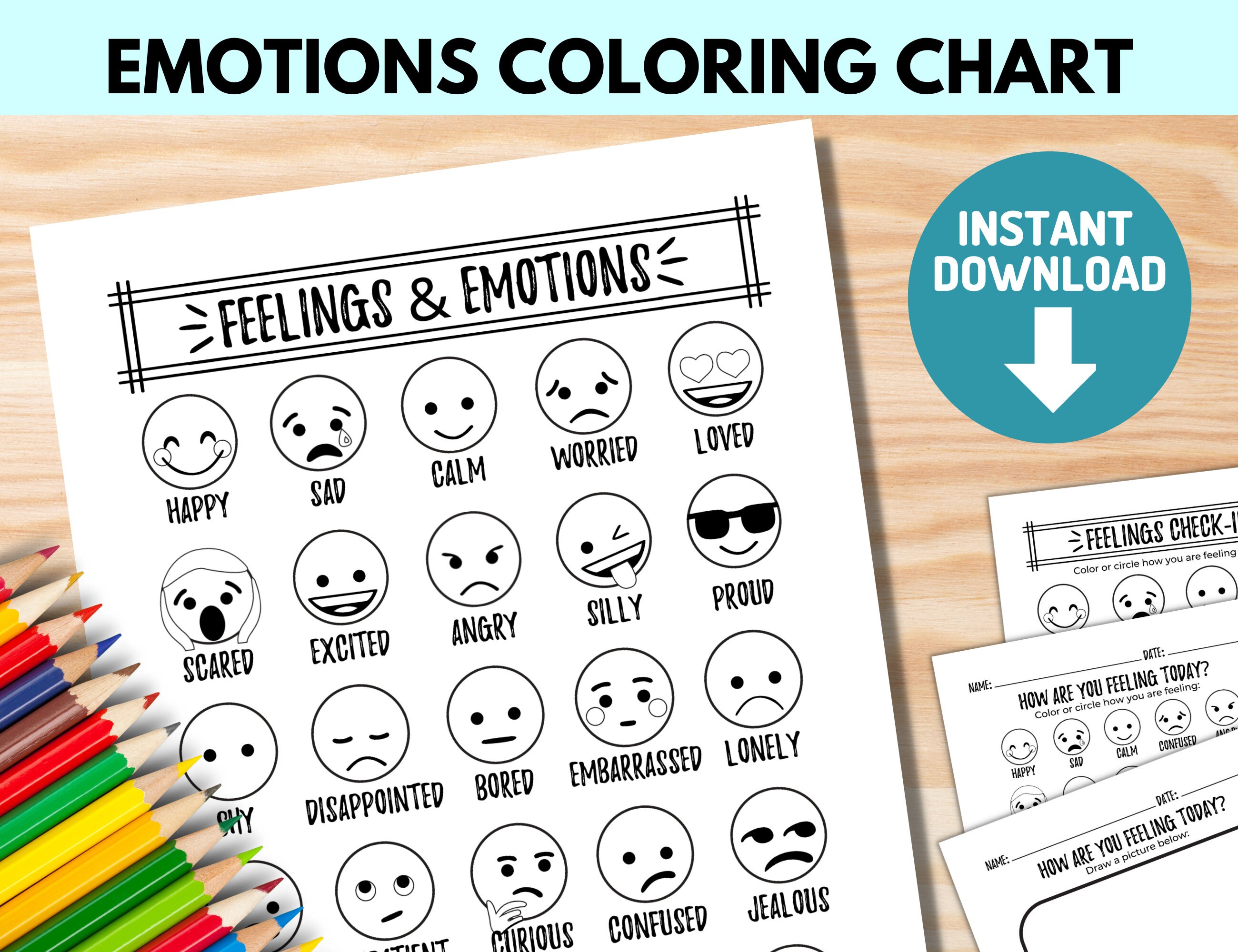 Emotions and Feelings Coloring Page Feelings Check-in Feelings Therapy ...