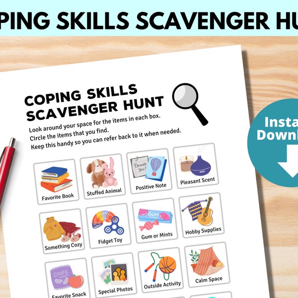 Coping Skills Scavenger Hunt - Etsy