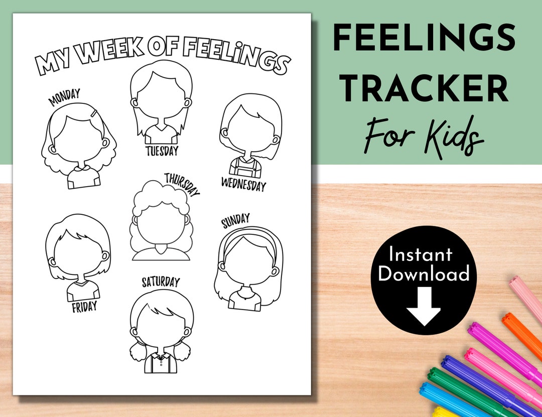 Weekly Feelings Tracker Worksheet | Emotions Journal for Kids Printable ...