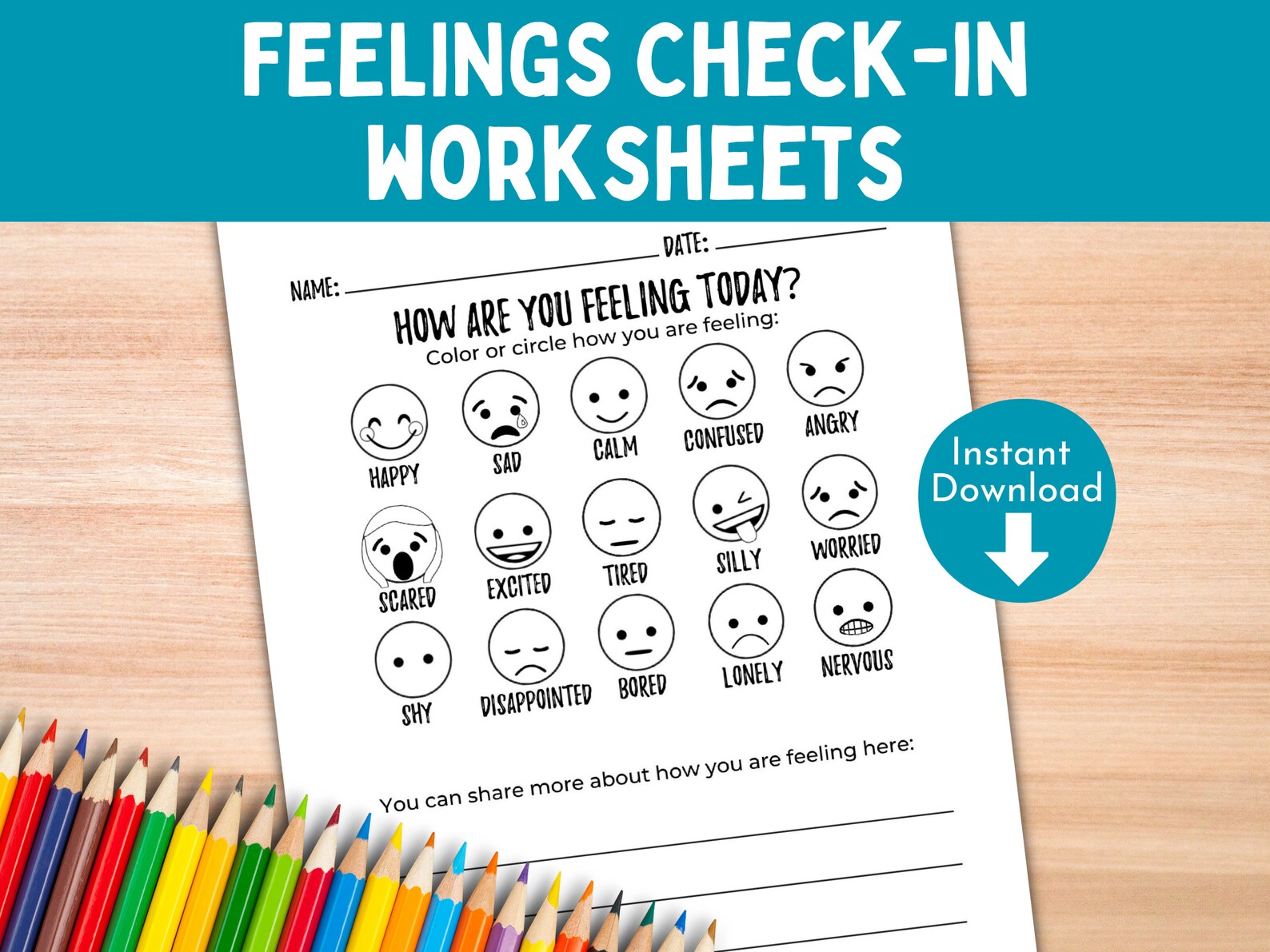Emotions and Feelings Coloring Page | Feelings Check-in | Feelings ...