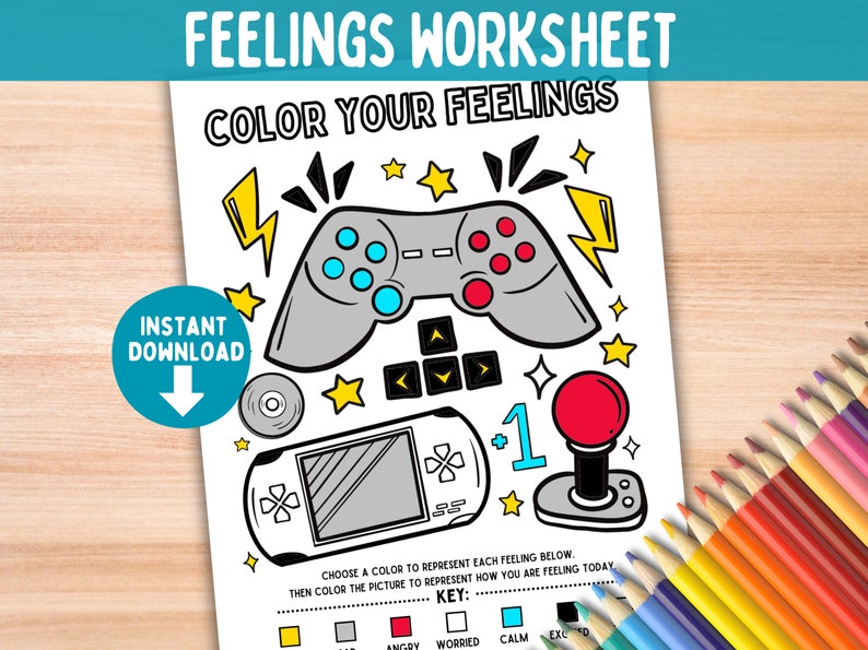 Feelings Coloring Page for Kids | Emotions Check-in Therapy Worksheet ...