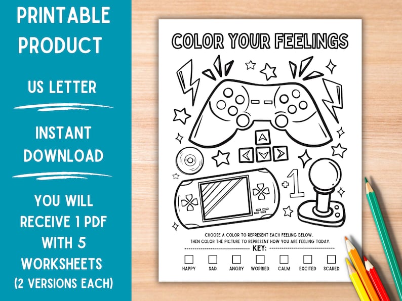 Feelings Coloring Page BUNDLE for Kids | Emotions Check-in Therapy ...