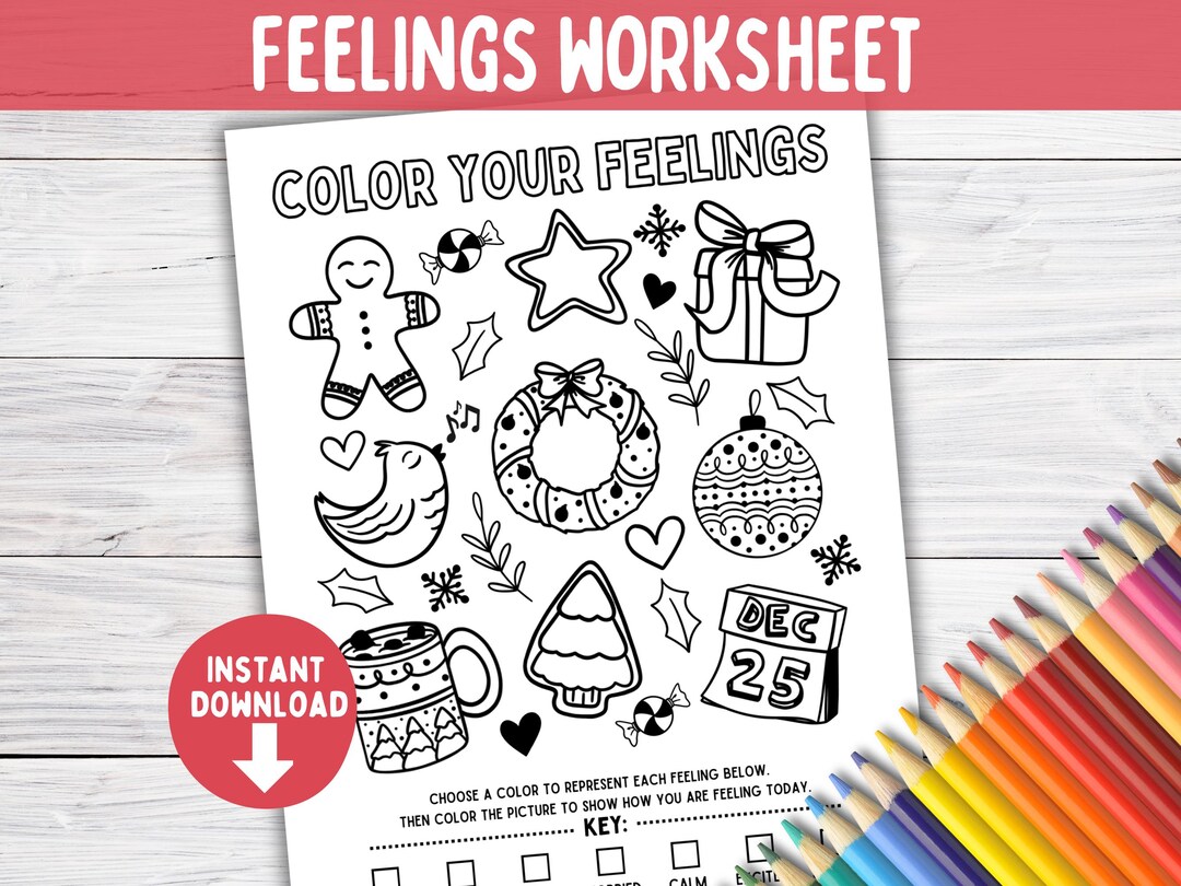 Feelings Emotions Christmas Coloring Page for Kids, Adult Teen Winter ...