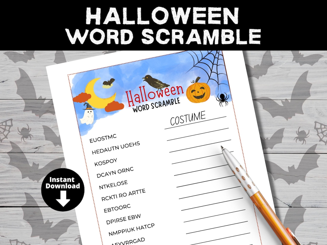 Halloween Word Scramble | Printable Halloween Party Games for Kids and ...