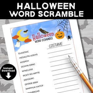 Halloween Word Scramble | Printable Halloween Party Games for Kids and ...