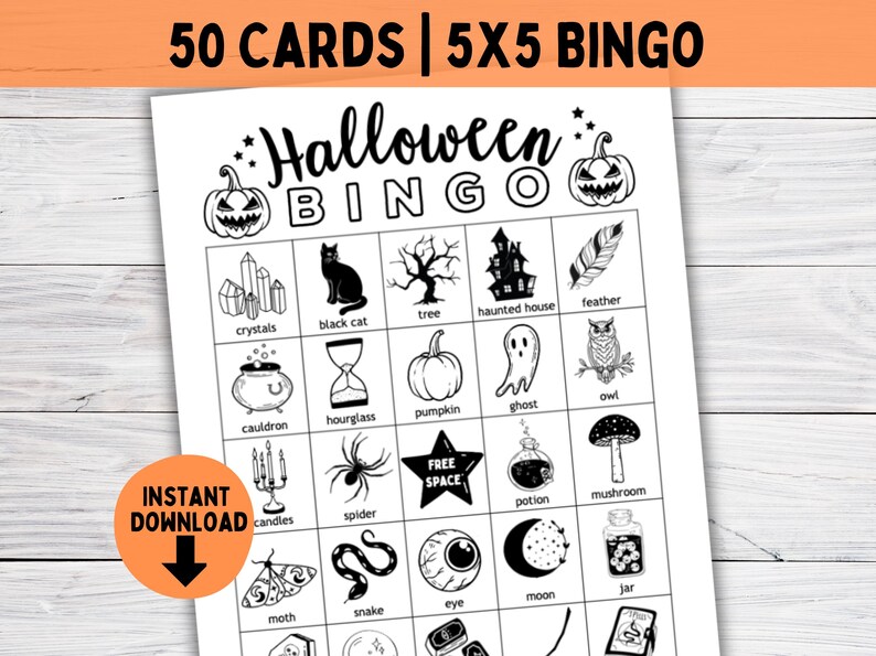 Halloween BINGO Cards, Printable Halloween Game for Teens, Office Party ...