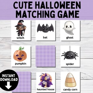 Halloween Matching Game for Kids Printable, Cute Halloween Party ...