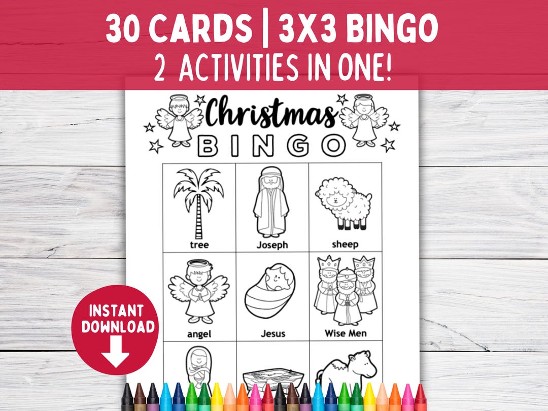 Christmas Nativity BINGO Coloring Card Game, Christian Preschool ...