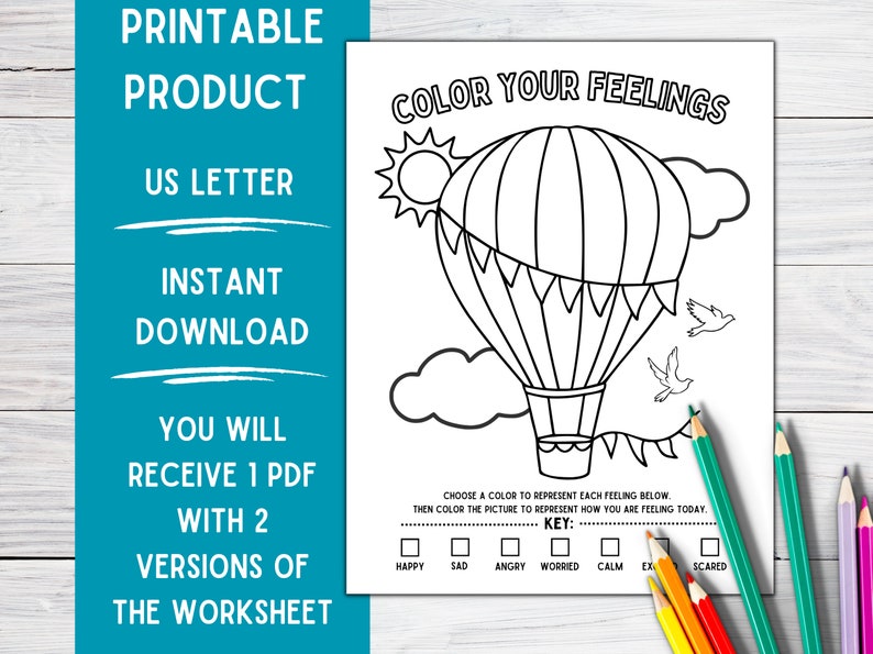 Feelings Coloring Page for Kids | Emotions Check-in Therapy Worksheet ...