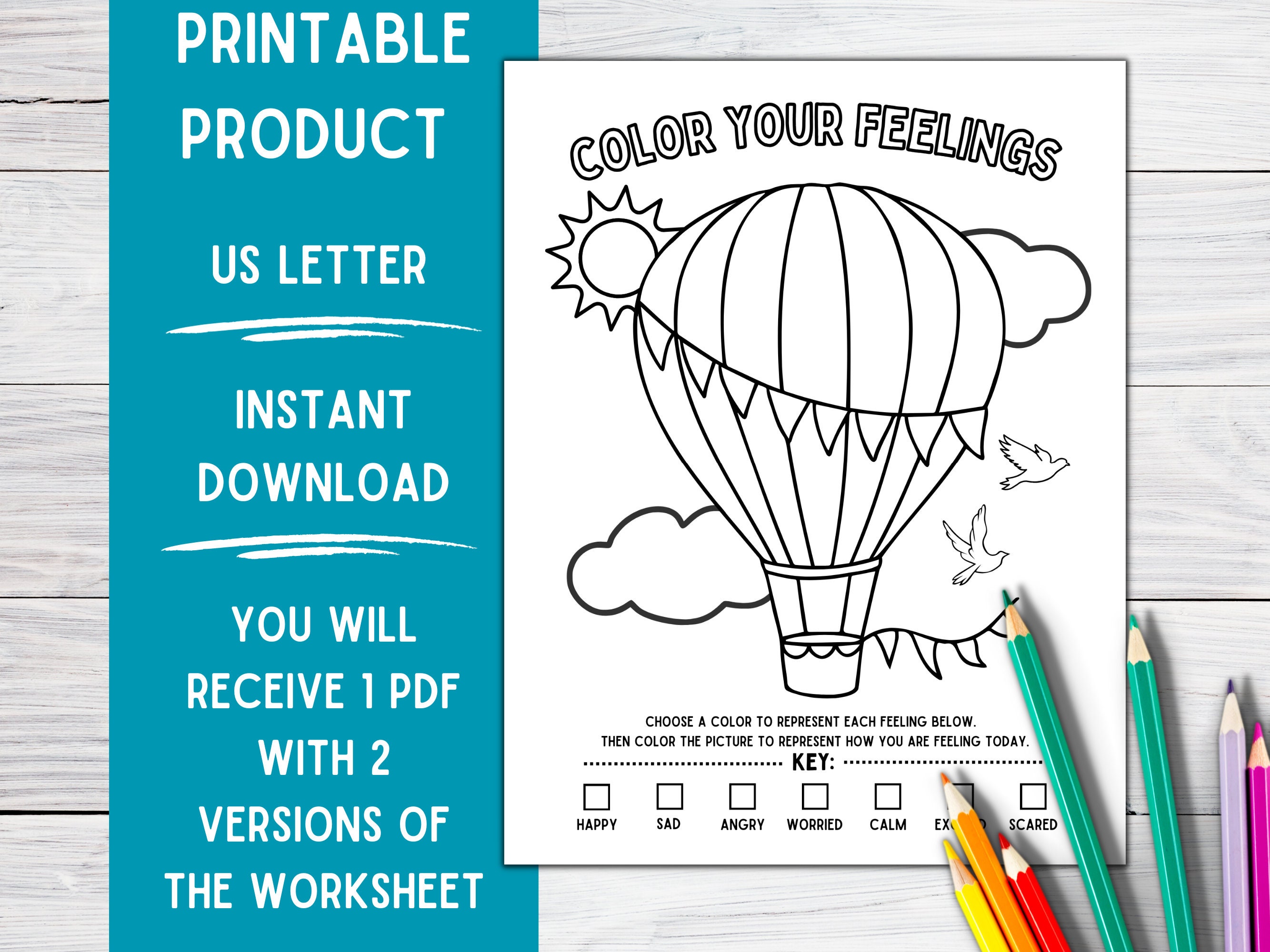 Feelings Coloring Page for Kids | Emotions Check-in Therapy Worksheet ...