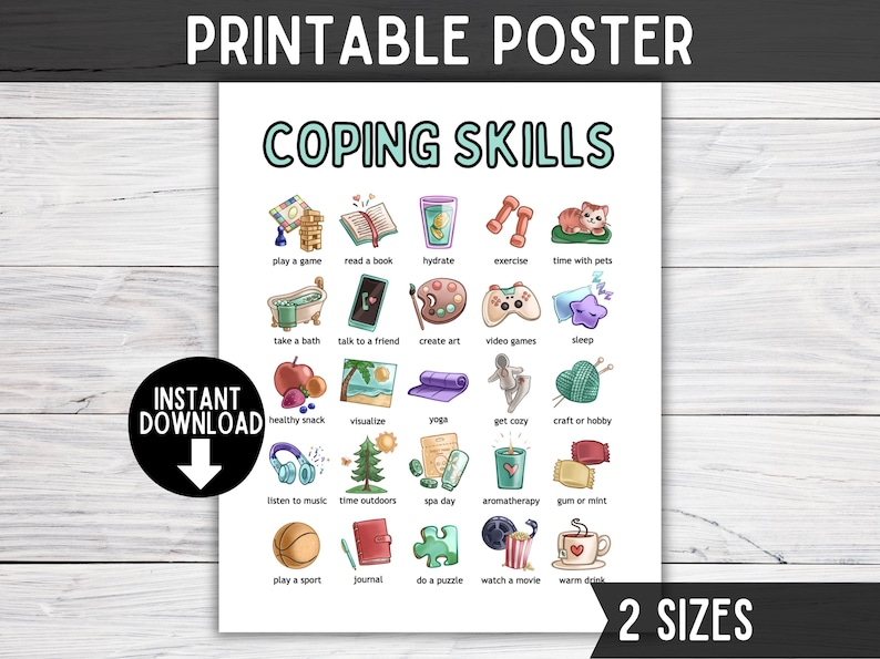 Coping Skills Poster for Kids and Teens, Anger Management, Emotional ...