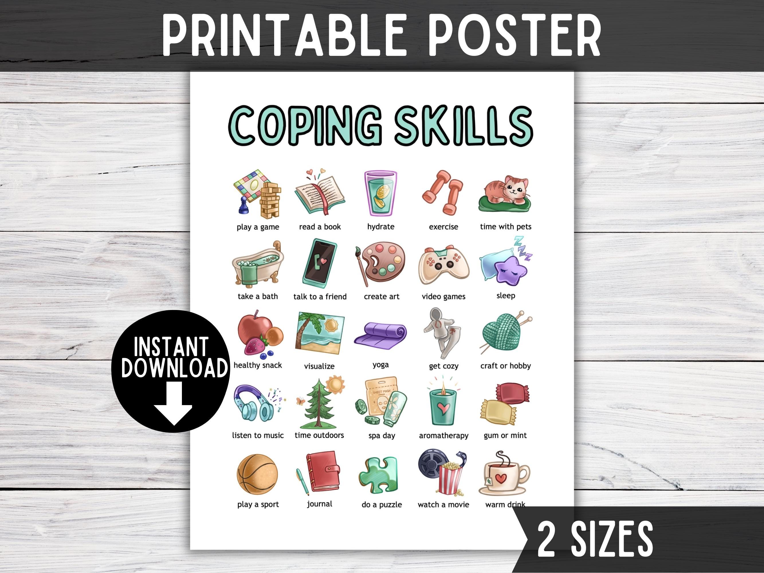 Coping Skills Poster for Kids and Teens, Anger Management, Emotional ...