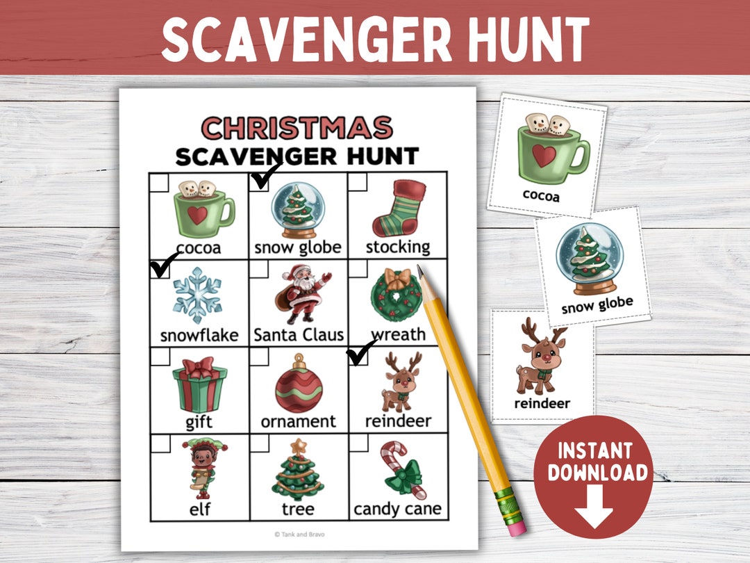 Christmas Scavenger Hunt Preschool Activities | Xmas Holiday Classroom ...