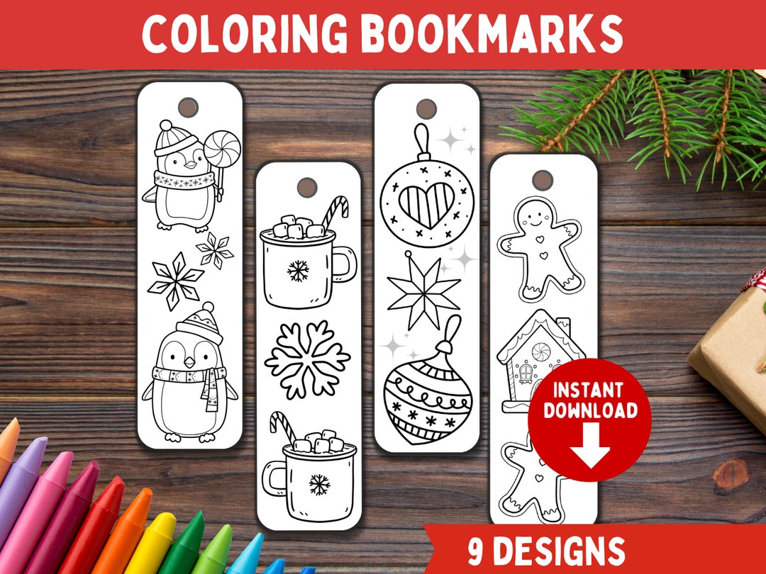 Christmas Coloring Bookmarks Printable | Holiday Coloring Page for Kids ...