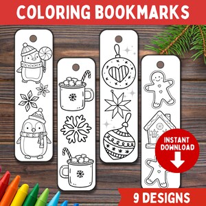 Christmas Coloring Bookmarks Printable | Holiday Coloring Page for Kids ...