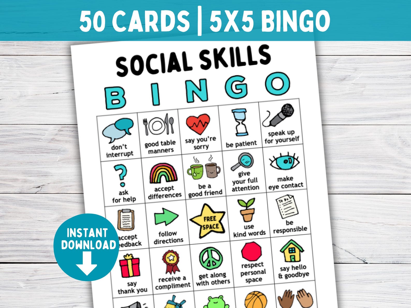 Social Skills Skills BINGO Game for Kids and Teens, Classroom SEL or ...