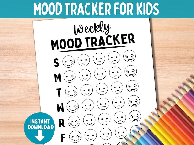 Weekly Mood Tracker for Kids Printable | Feelings Coloring Chart ...