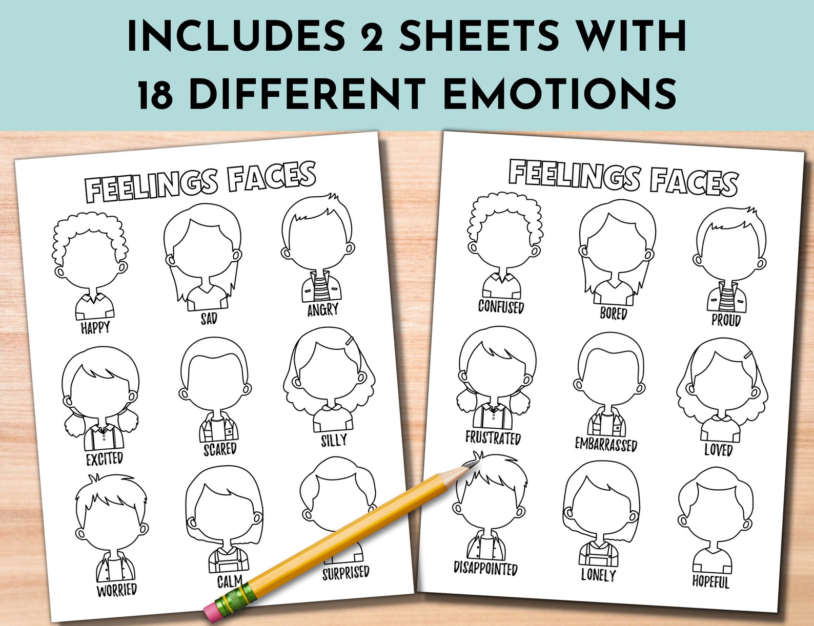 Feelings Coloring Page Therapy Worksheet | Emotions Printable for Kids ...