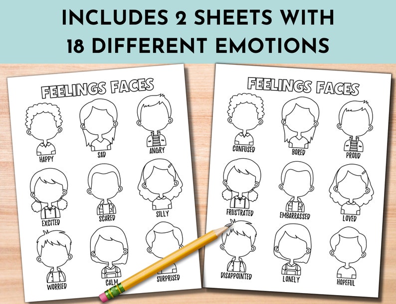 Feelings Coloring Page Therapy Worksheet | Emotions Printable for Kids ...