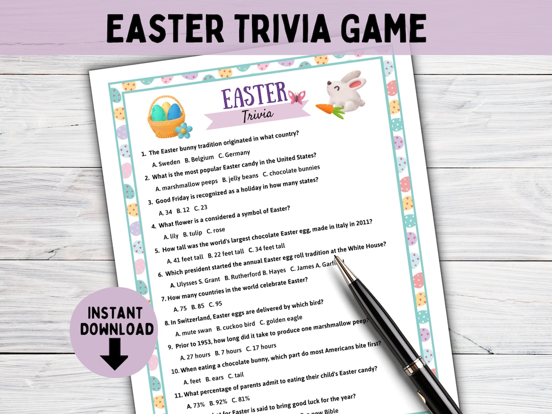 Easter Trivia Game | Printable Easter Party Games |trivia Questions ...
