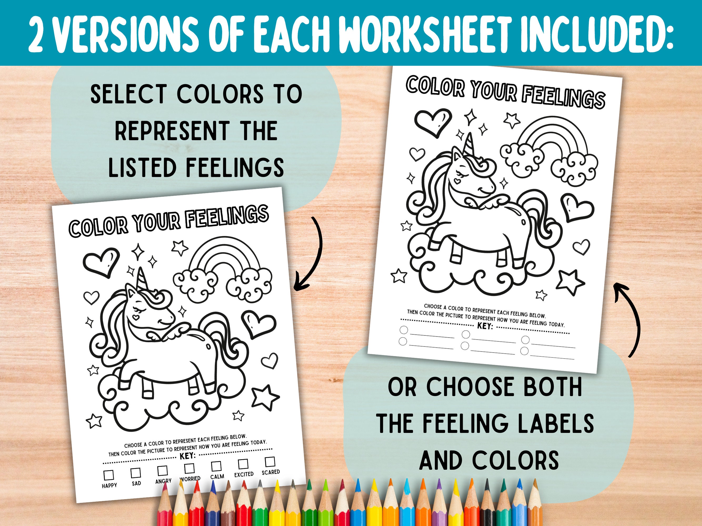 Feelings Coloring Page BUNDLE for Kids | Emotions Check-in Therapy ...