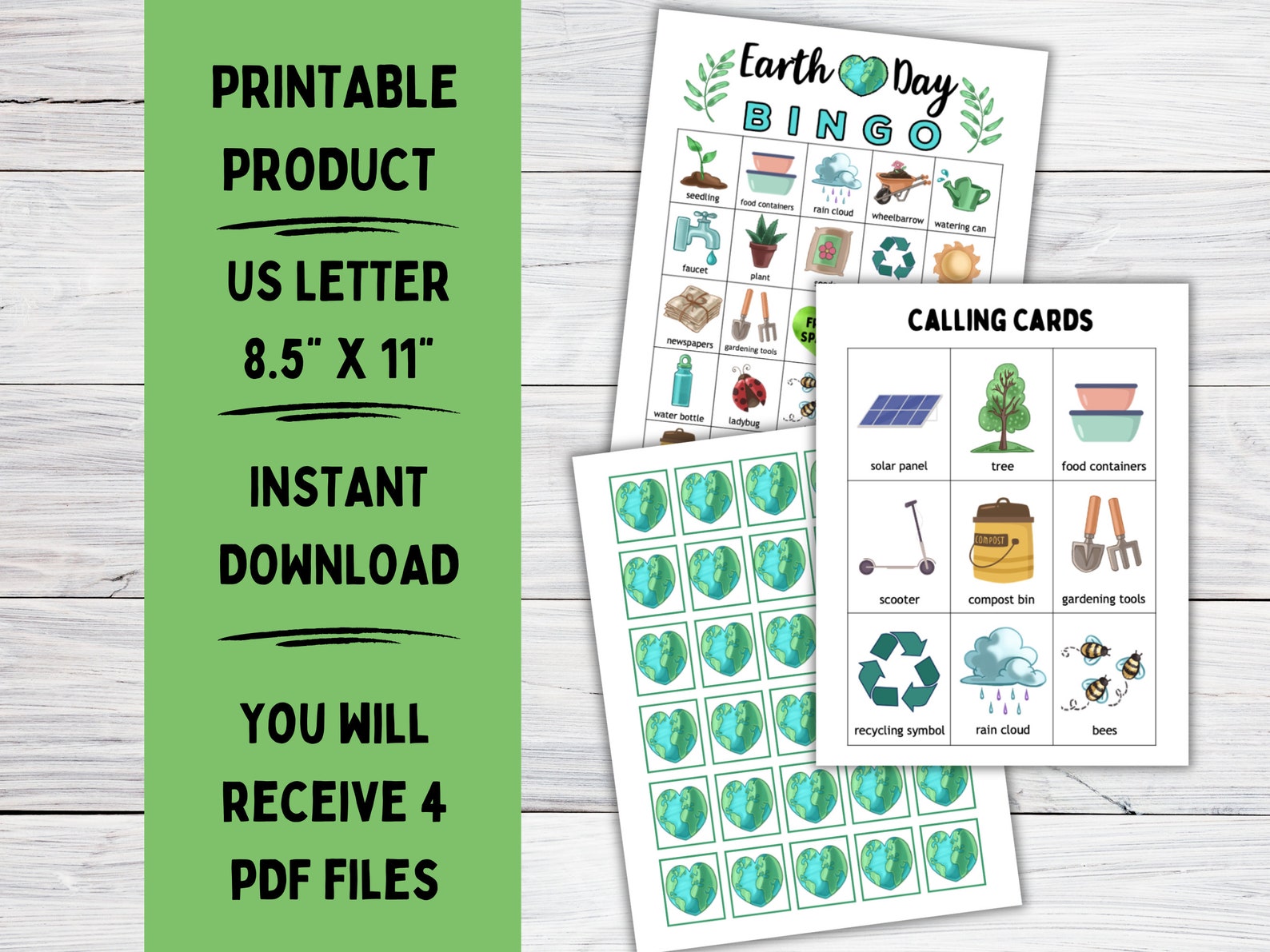 Earth Day BINGO Card for Kids and Teens, 50 Cards and Markers, Earth ...