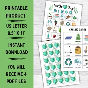 Earth Day BINGO Card for Kids and Teens, 50 Cards and Markers, Earth ...