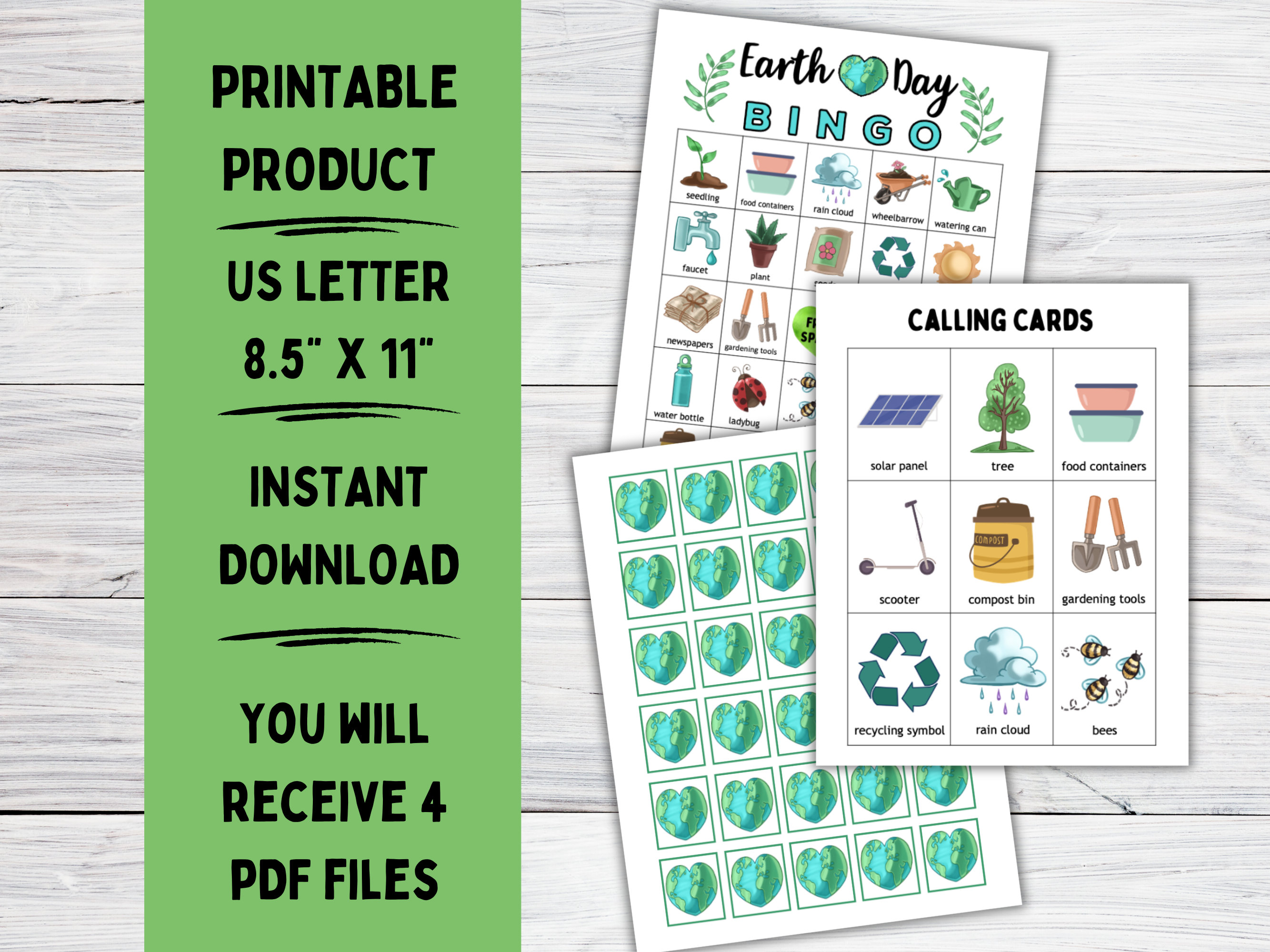 Earth Day BINGO Card for Kids and Teens, 50 Cards and Markers, Earth ...