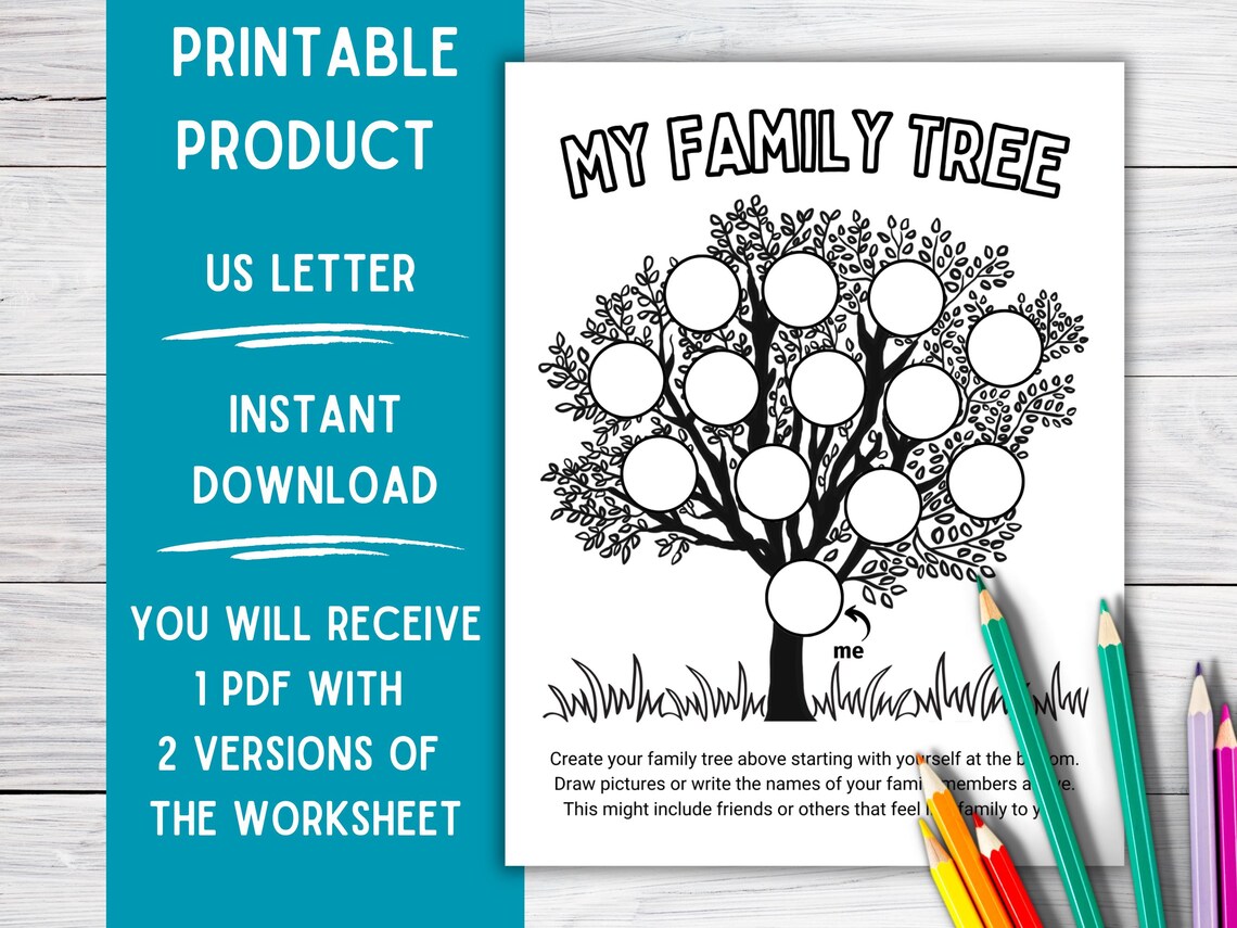 Family Tree Worksheet for Kids | Art Play Therapy Tools | Genogram ...