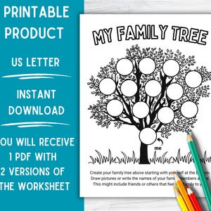 Family Tree Worksheet for Kids | Art Play Therapy Tools | Genogram ...