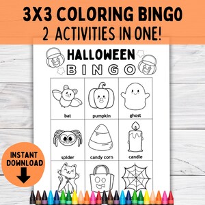 Halloween BINGO Coloring Cards Preschool Activities | Printable ...