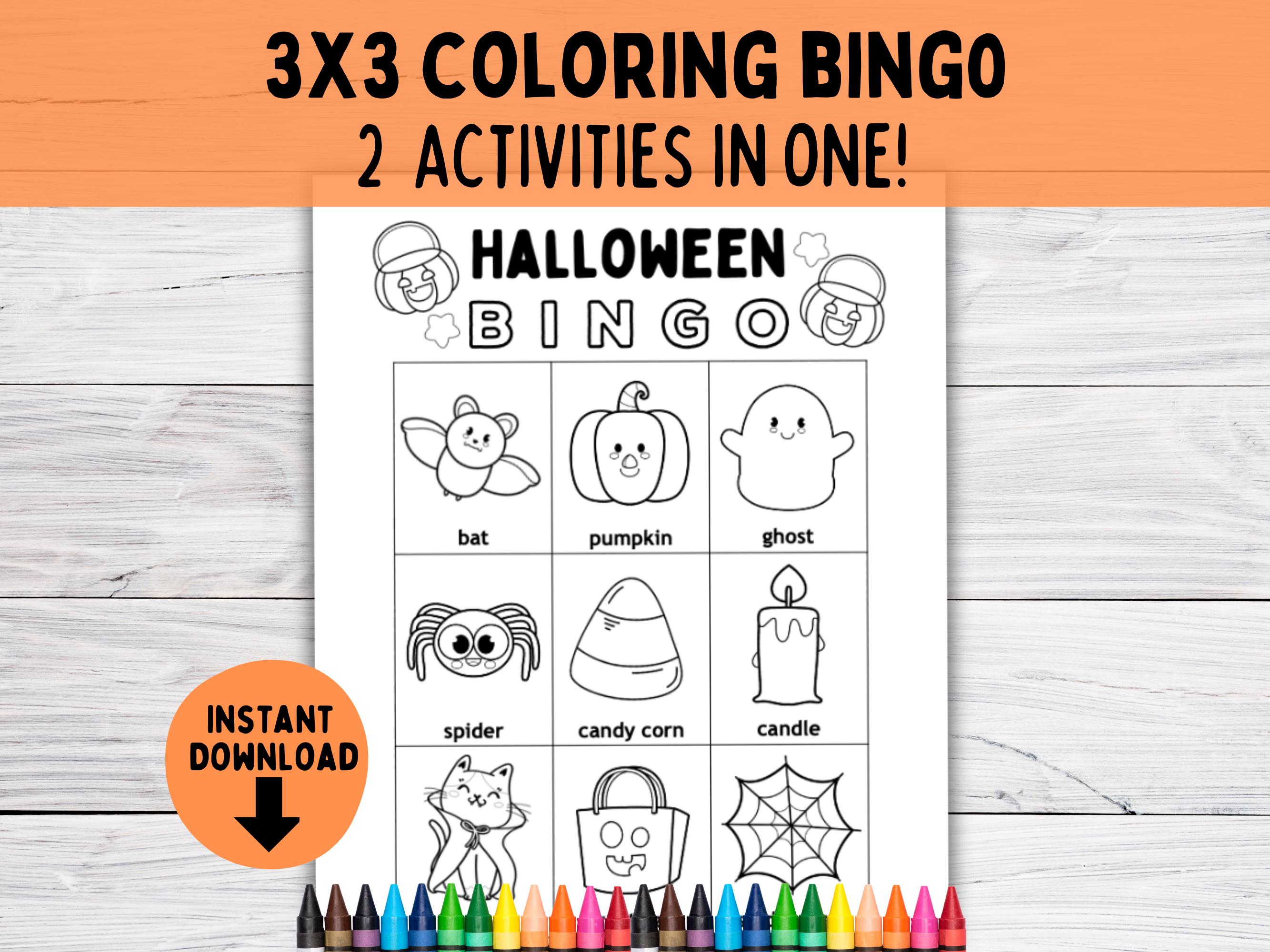 Halloween BINGO Coloring Cards Preschool Activities | Printable ...