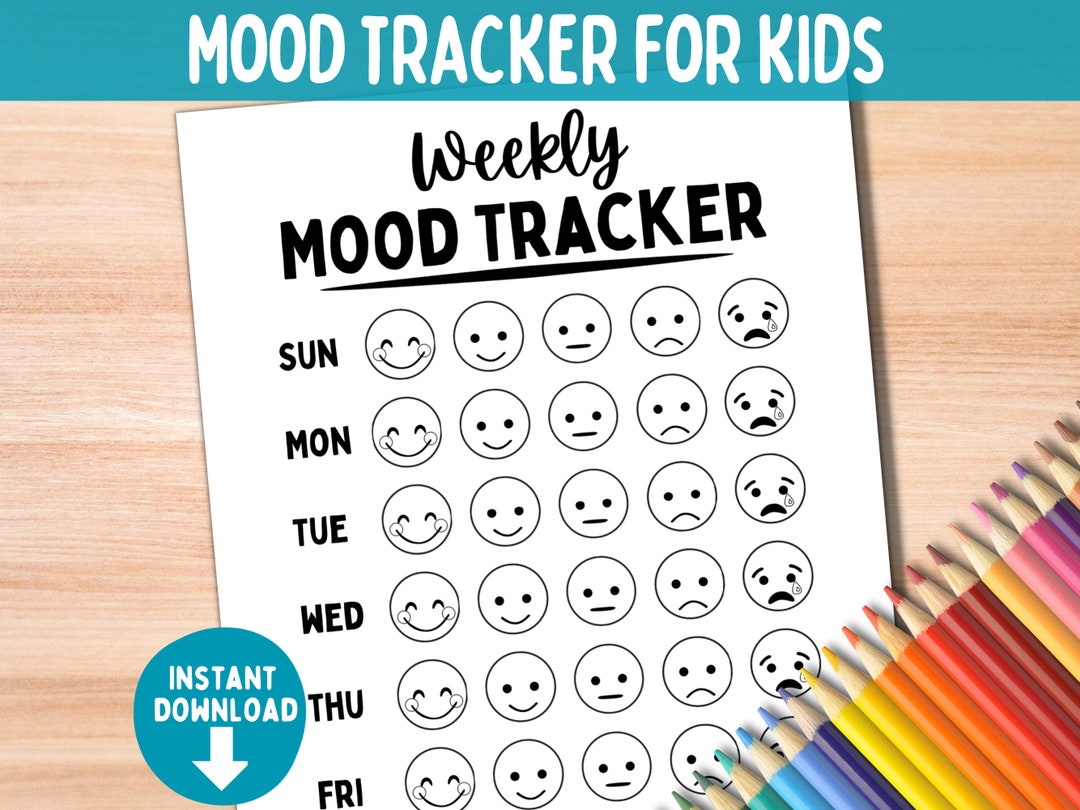 Weekly Mood Tracker for Kids Printable | Feelings Coloring Chart ...