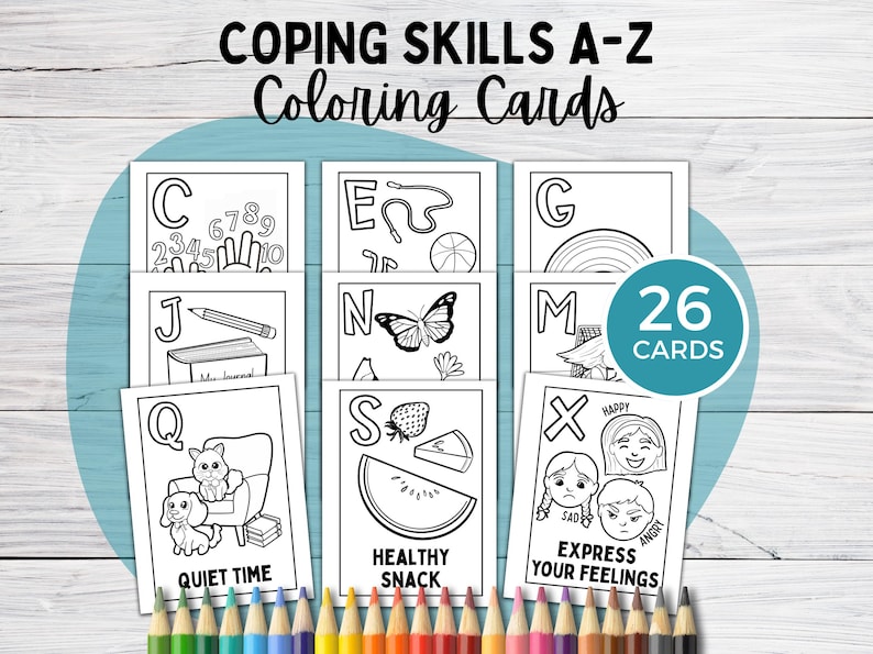 Coping Skills Coloring Cards for Kids, Calm Corner Tools, Art Play ...