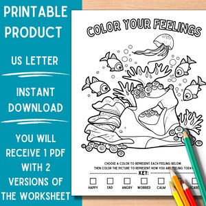 Feelings Emotions Coloring Page for Kids | Art Play Therapy Worksheet ...