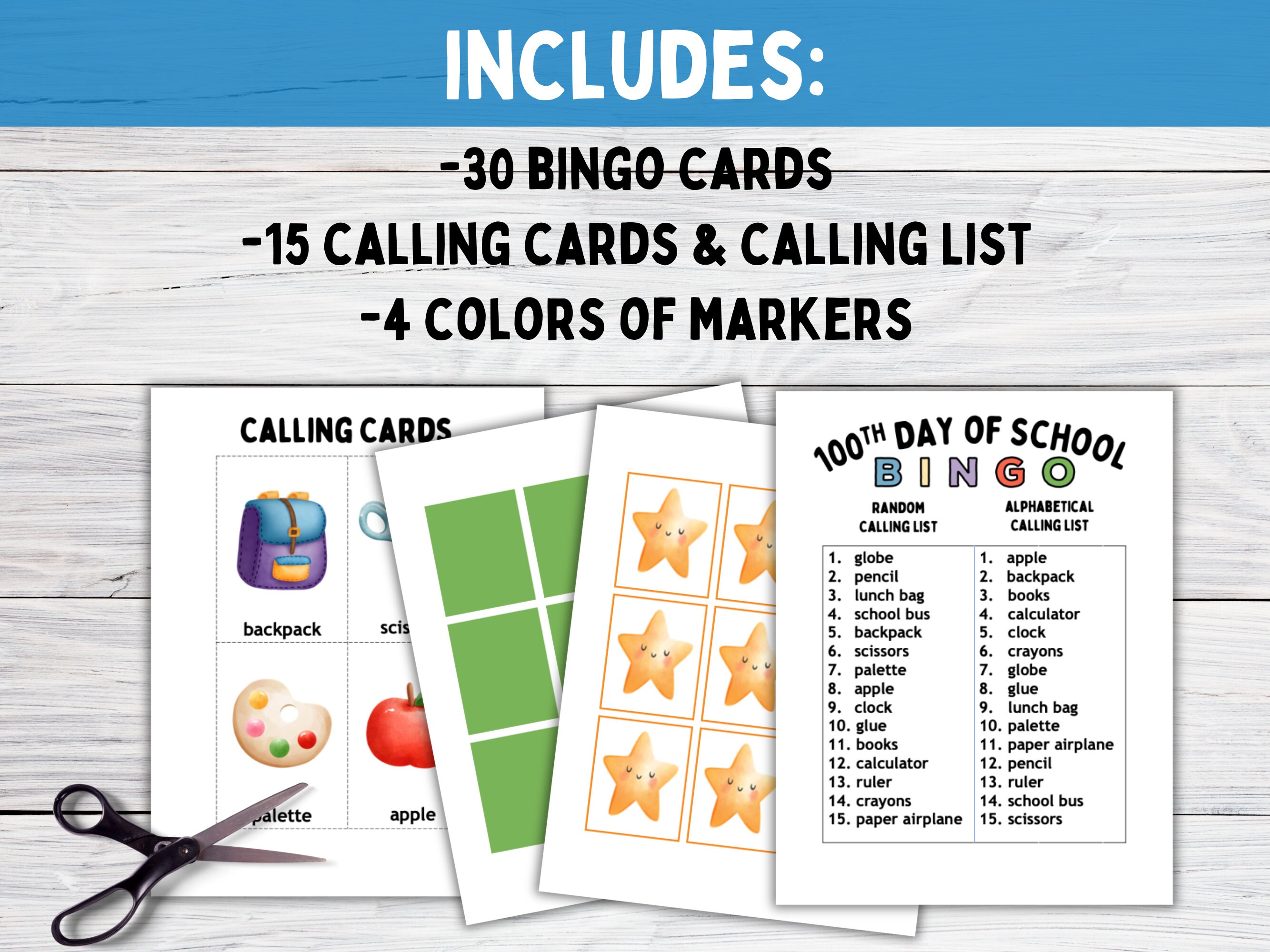 100th Day of School BINGO Card Preschool Activities | 100 Days ...